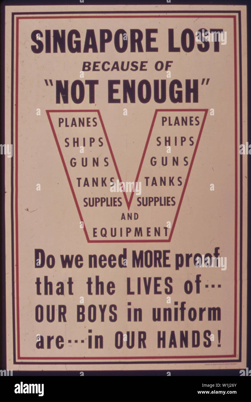 SINGAPORE LOST BECAUSE OF NOT ENOUGH Stock Photo - Alamy