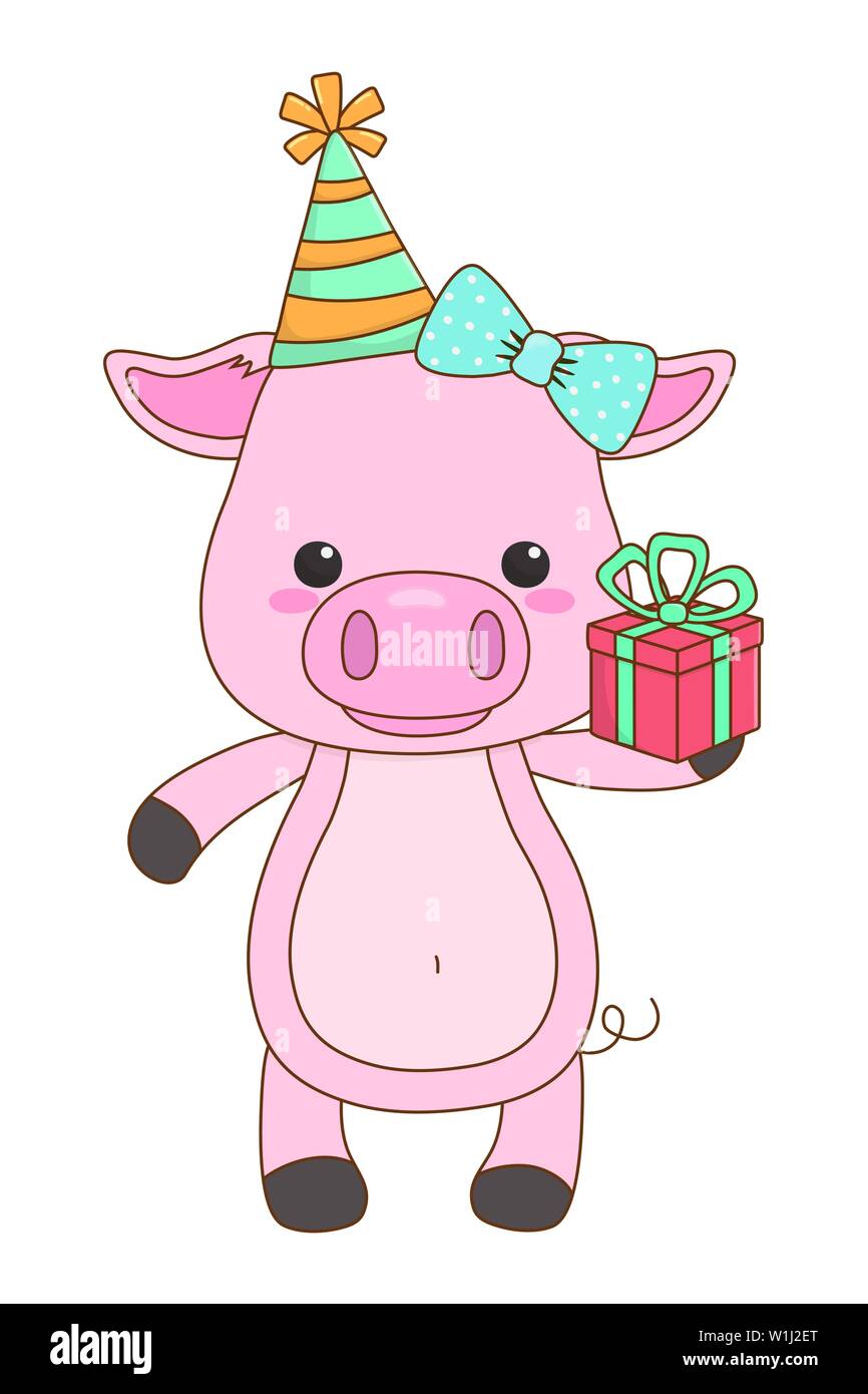 Pig cartoon design, Animal happy birthday celebration decoration and ...