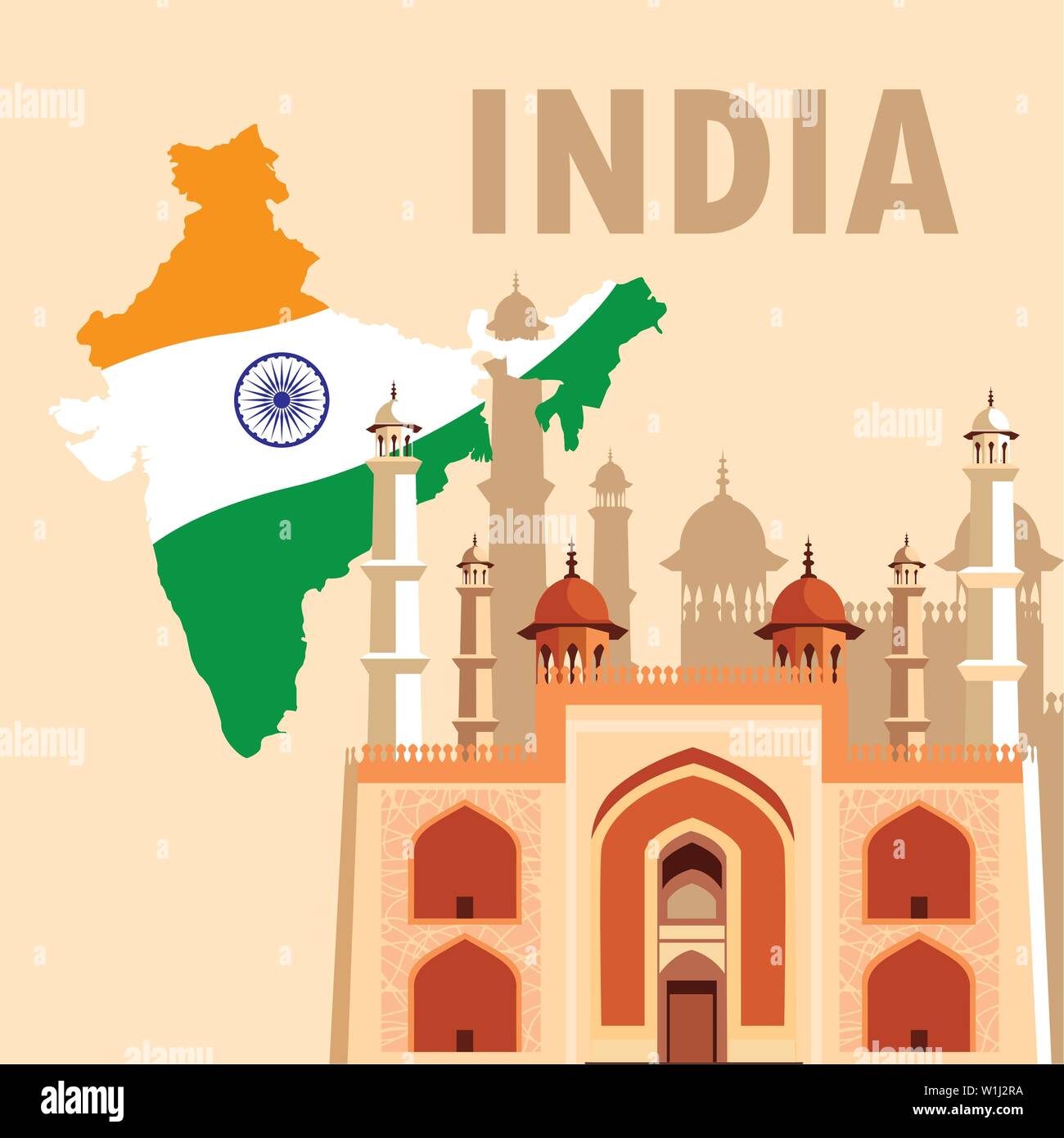 indian independence day with map and amritsar golden temple vector ...