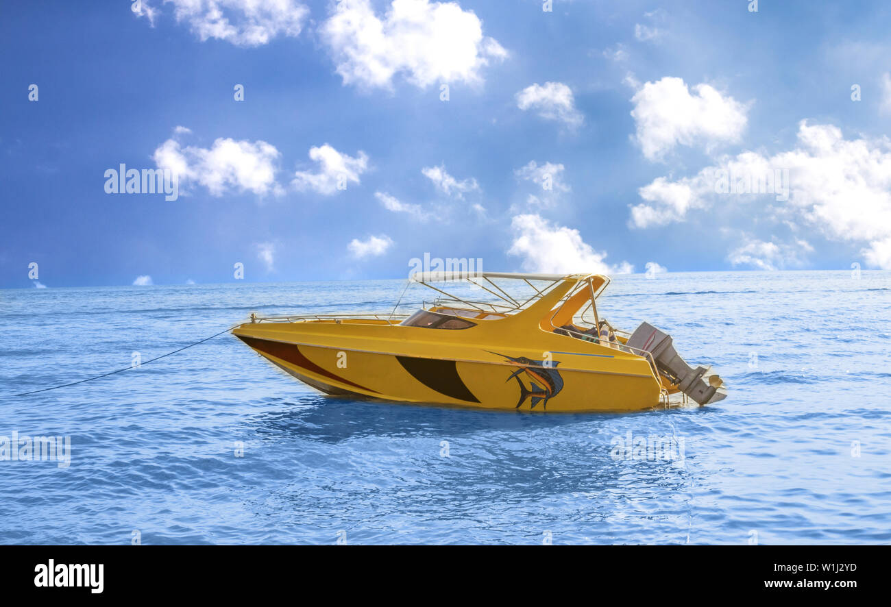 Motor boat at sea Stock Photo - Alamy