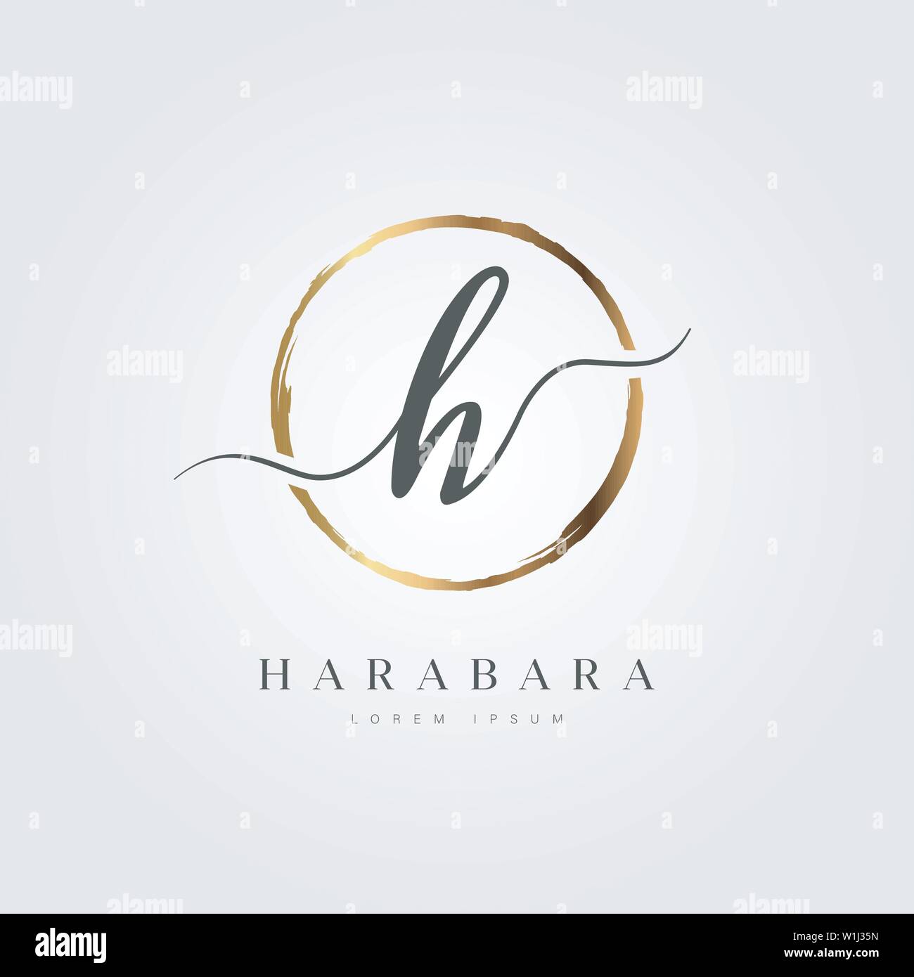 Elegant Initial Letter Type H Logo With Gold Circle Brushed Stock ...