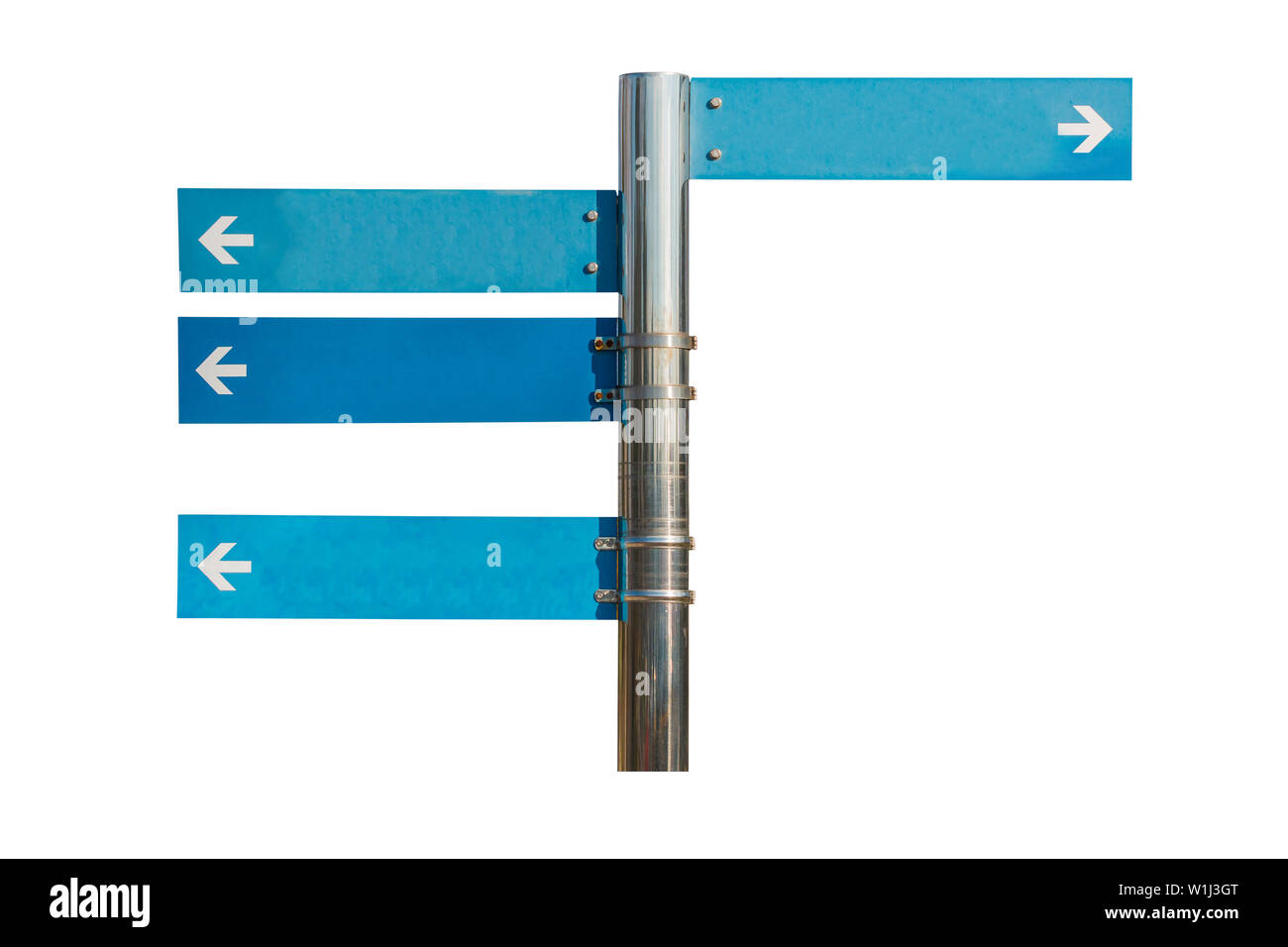 Blank direction blue signpost isolated on white background Stock Photo ...