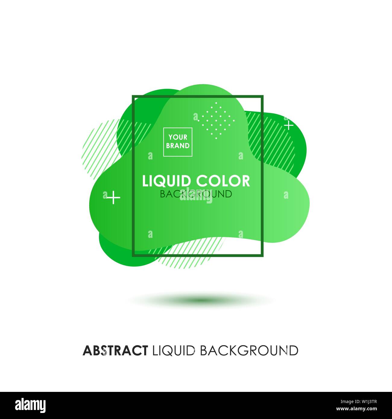 Abstract Liquid Green Color Banner with line Frame and Brand Placing ...