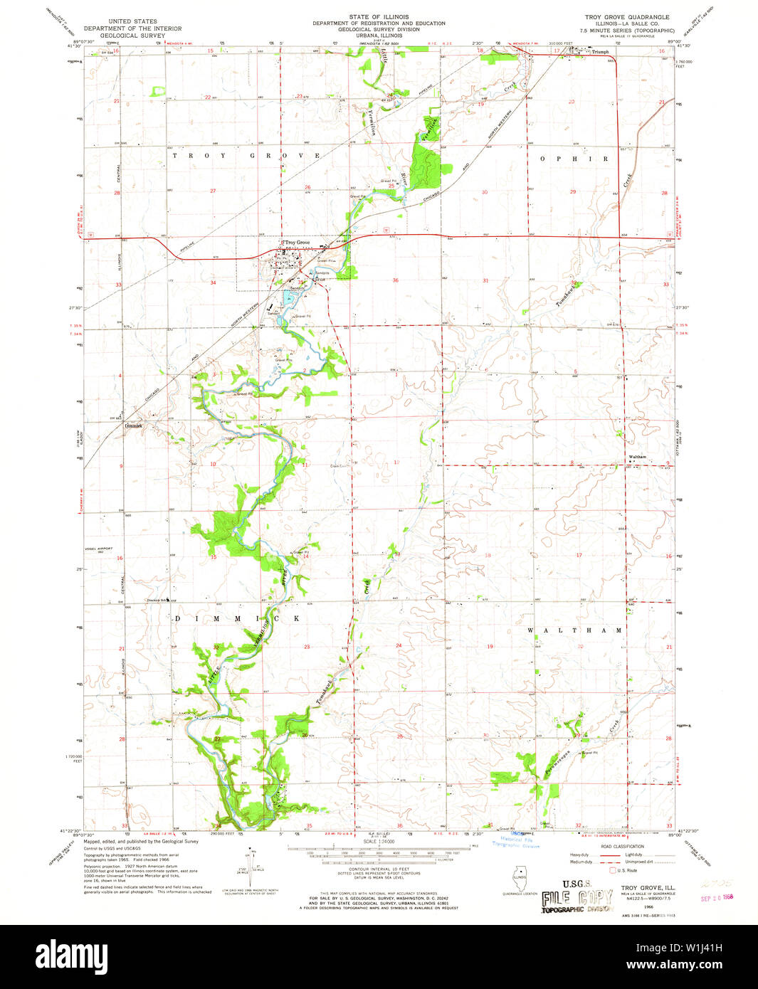 USGS TOPO Map Illinois IL Troy Grove 308908 1966 24000 Restoration ...