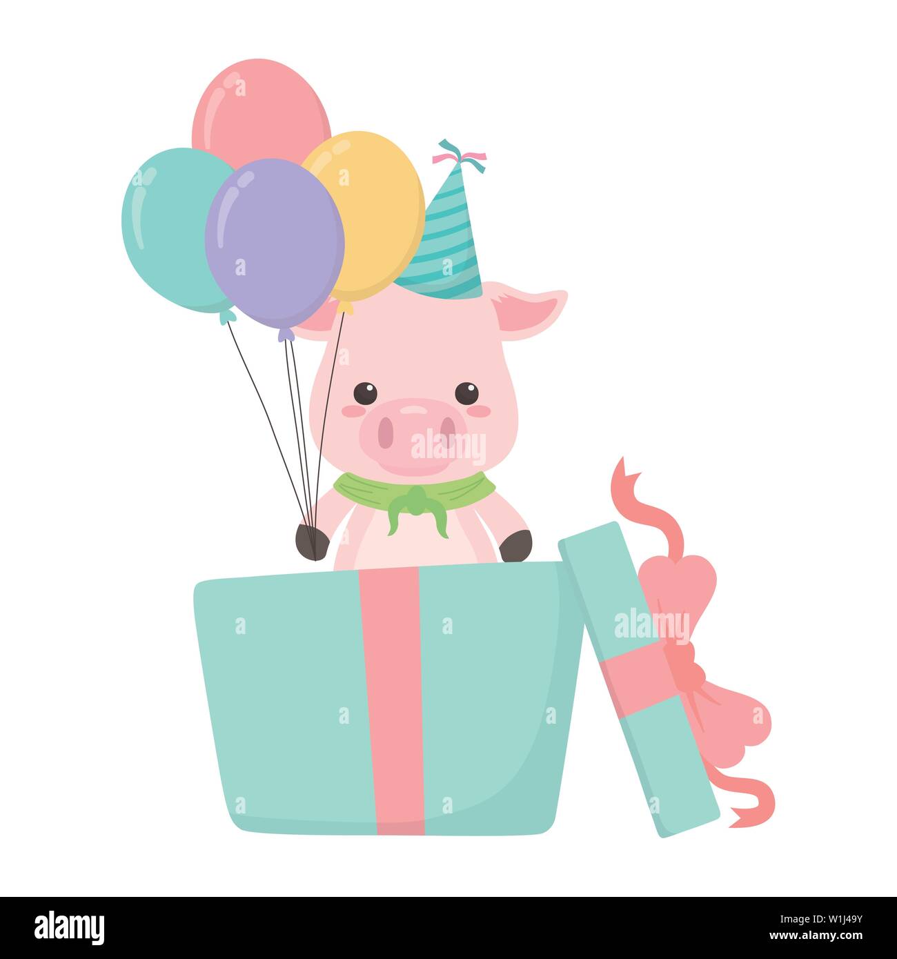 Pig cartoon design, Animal happy birthday celebration decoration and ...