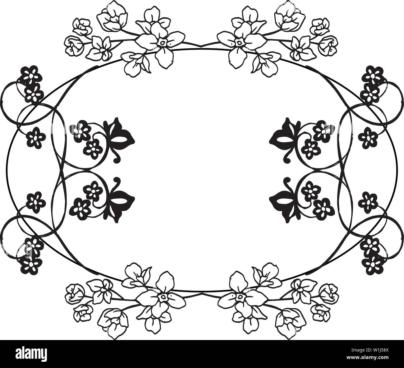 Vector illustration beautiful leaf flower frames for shape of card hand ...