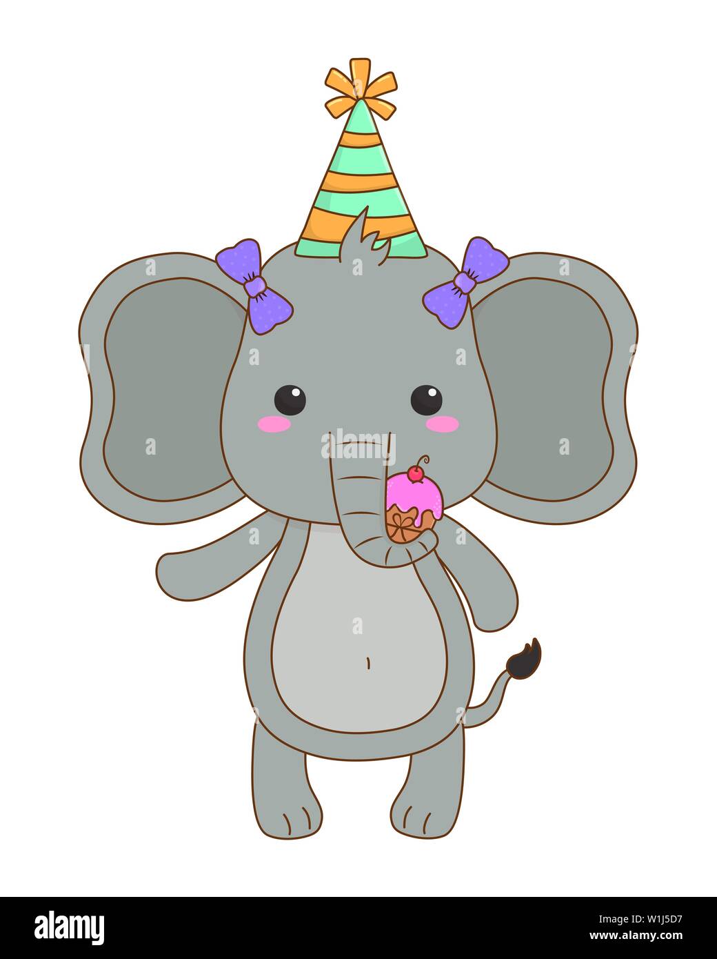 Elephant cartoon design, Animal happy birthday celebration decoration ...