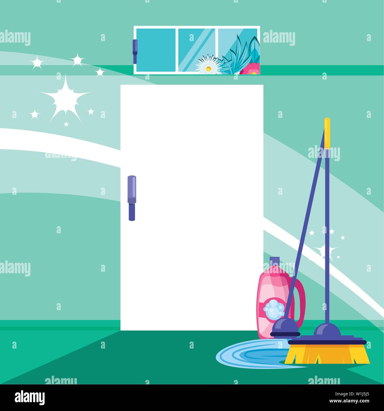 housekeeping tools in home indoor vector illustration design Stock ...