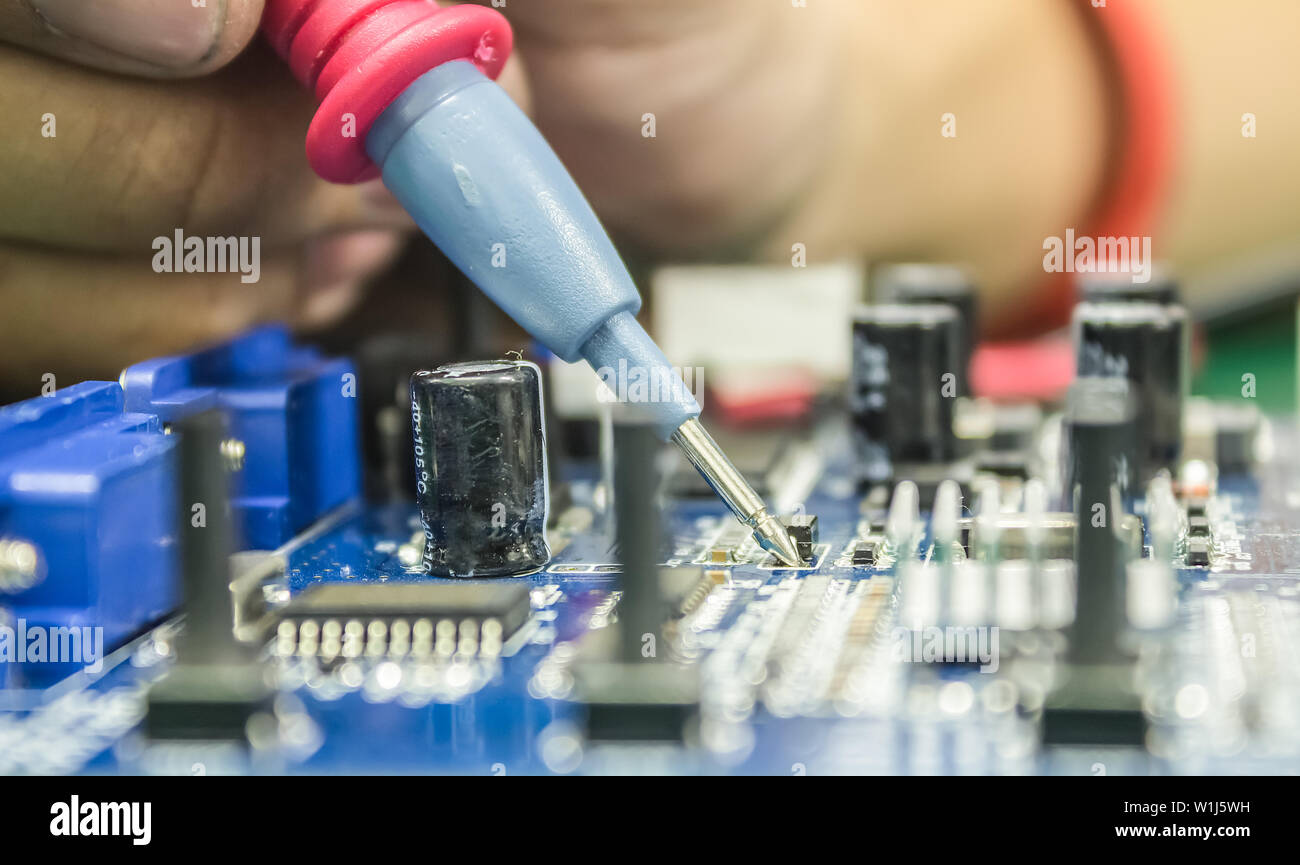 Repair of computers and electronic metering parameters Stock Photo - Alamy