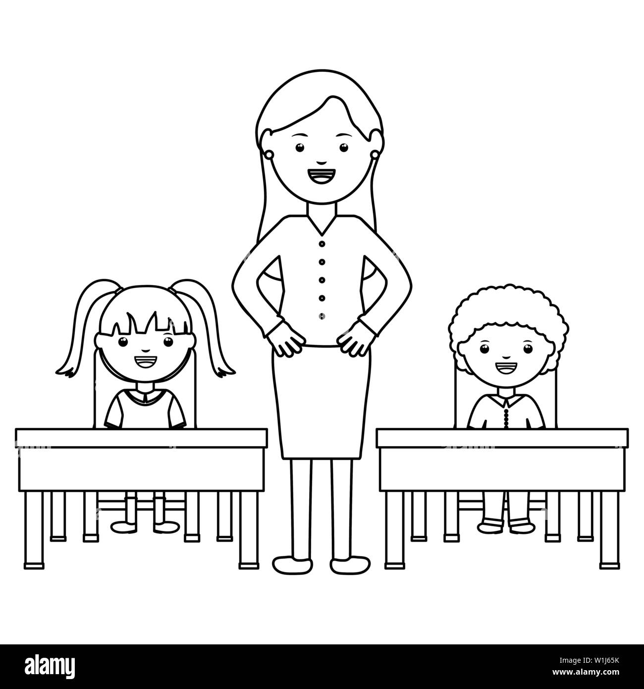 Teacher And Students Clipart Black And White