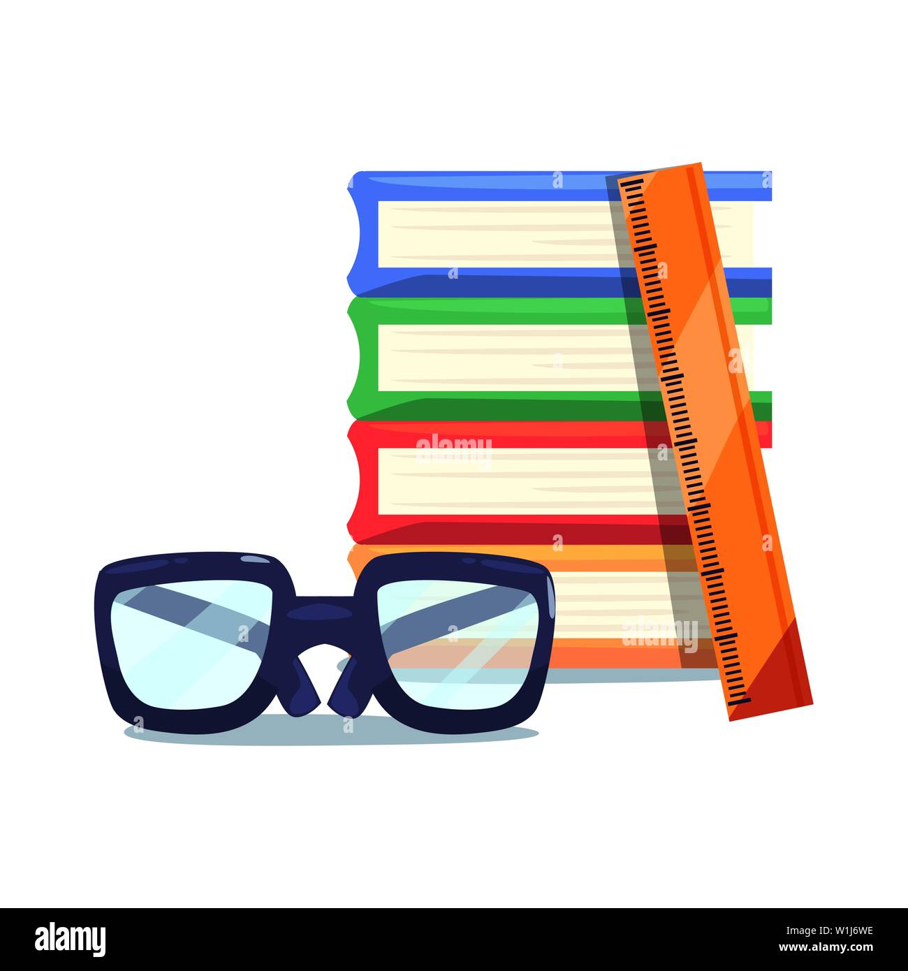 books stacked ruler and glasses back to school vector illustration ...