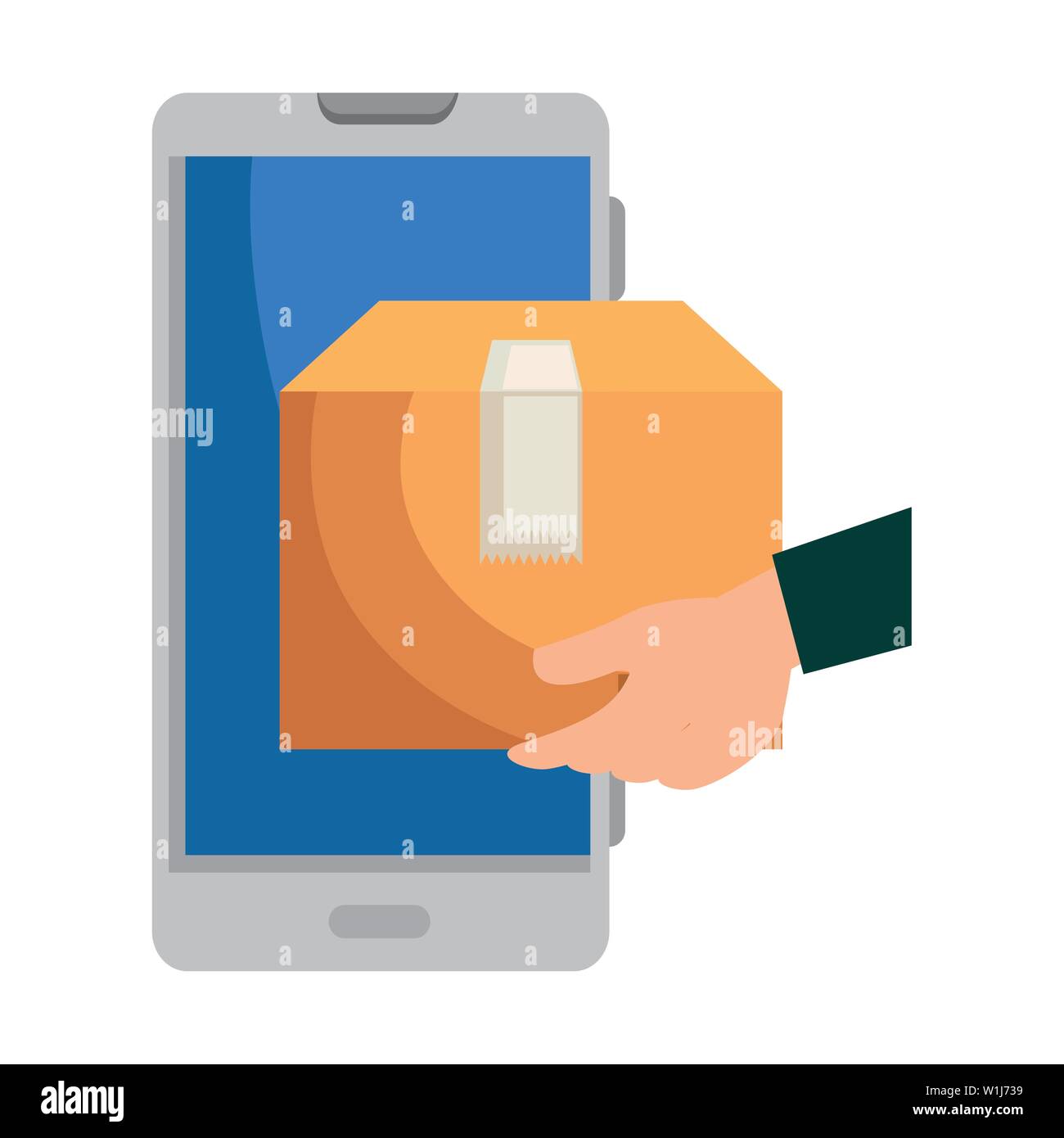hand using smartphone with delivery box app Stock Vector Image & Art ...