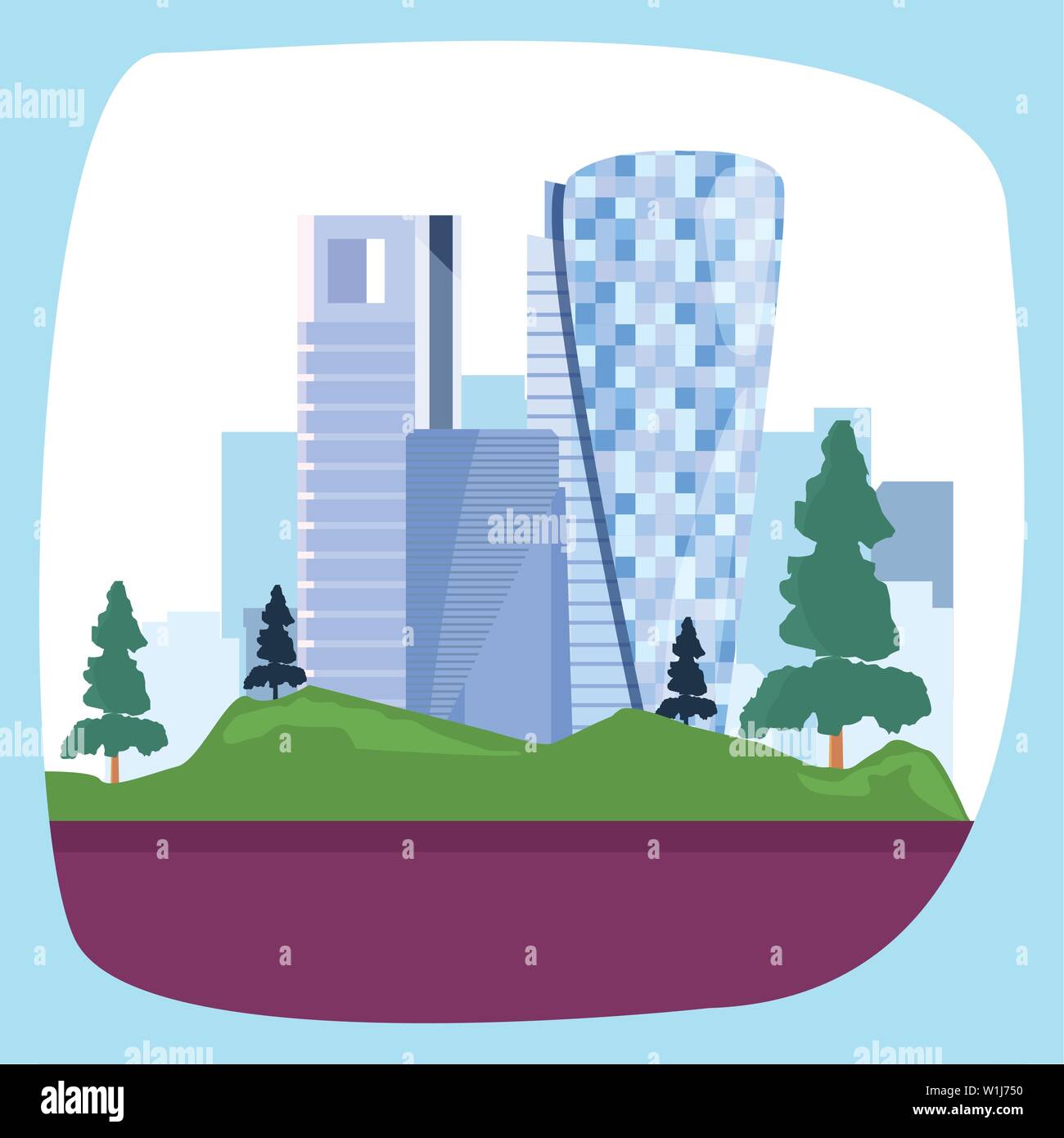 high building city park panorama vector illustration Stock Vector Image ...