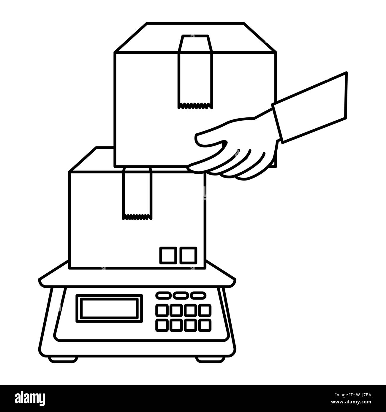 hands lifting boxes in balance measure weight Stock Vector Image & Art ...