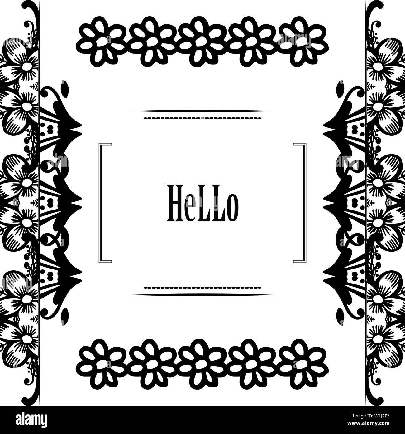 Vector illustration greeting card of hello with decoration cute flower ...