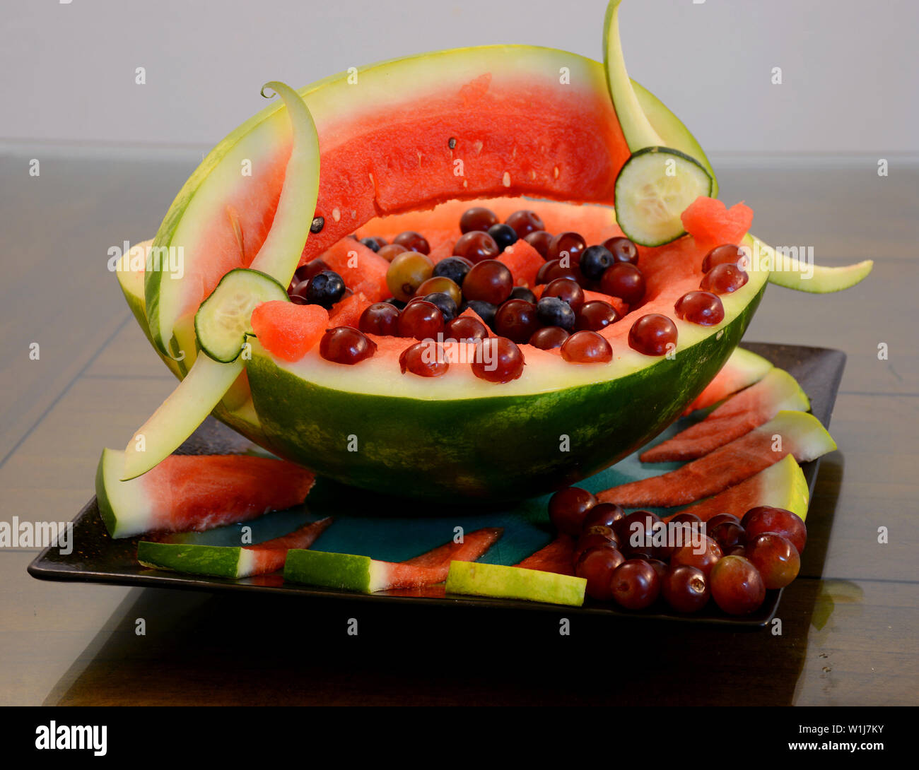 Beautiful Watermelon Fruits Salad With radiant Colors Stock Photo - Alamy
