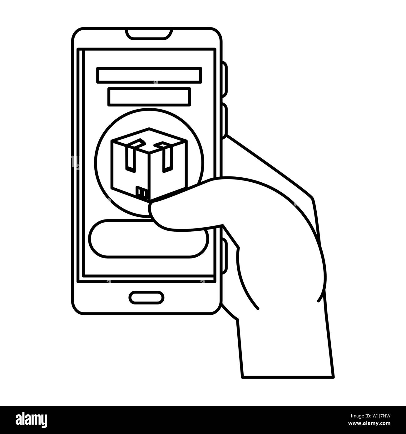 hand using smartphone with delivery box app Stock Vector Image & Art ...