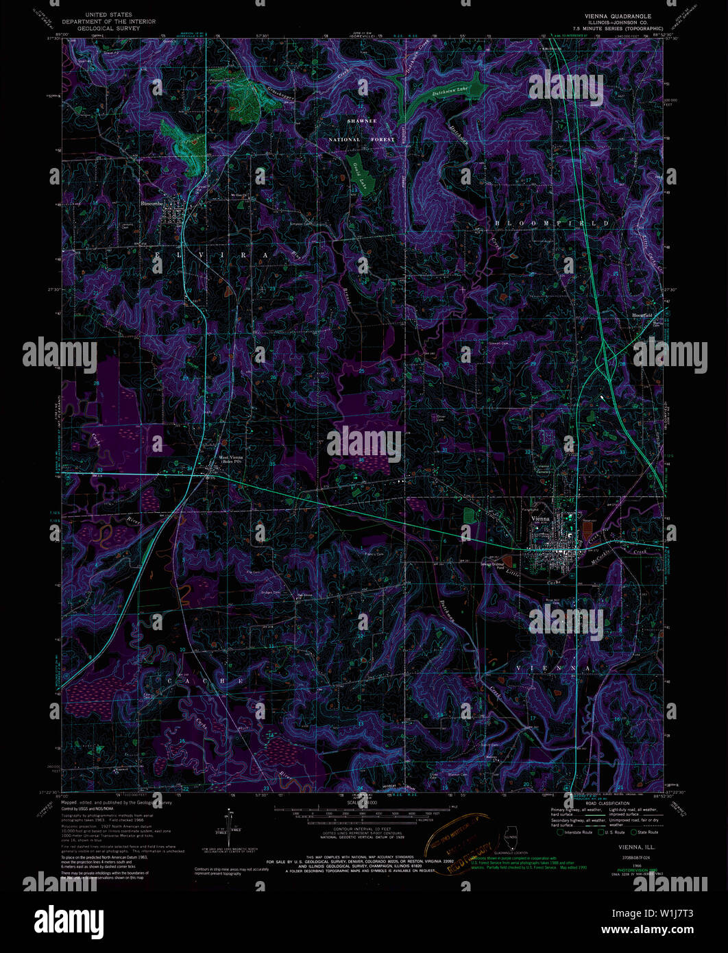USGS TOPO Map Illinois IL Vienna 308941 1966 24000 Inverted Restoration ...