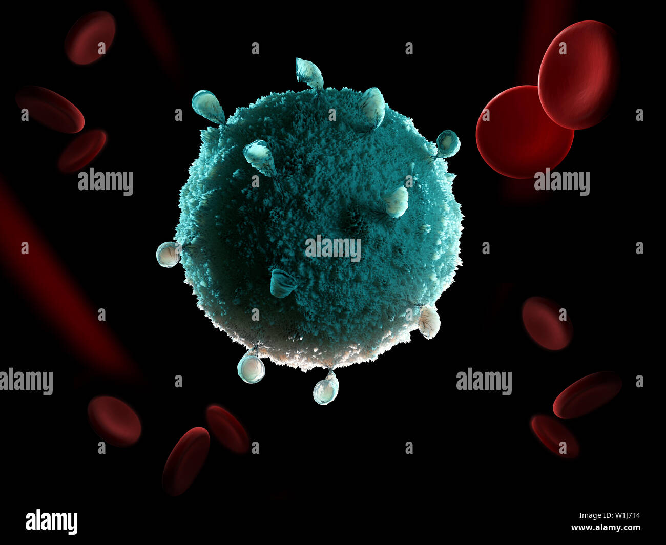 3d rendered Virus in Blood Stream in color background Stock Photo - Alamy