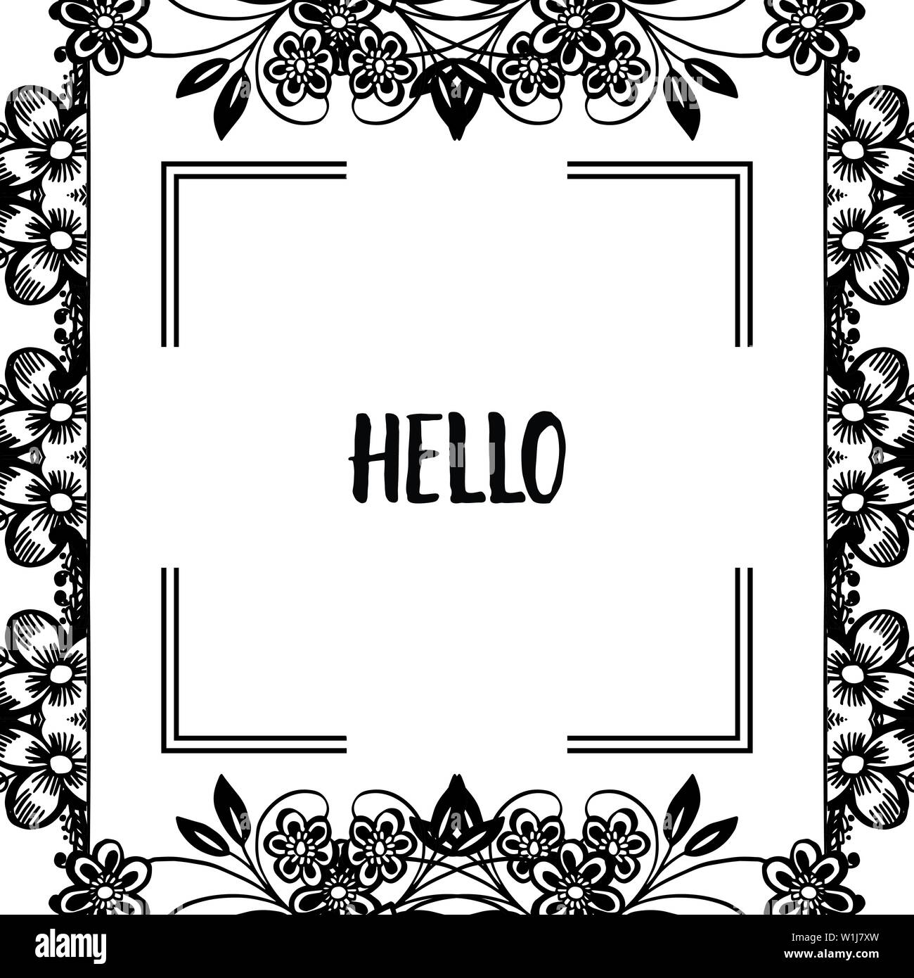 Vector illustration shape of card hello with various ornament flower ...