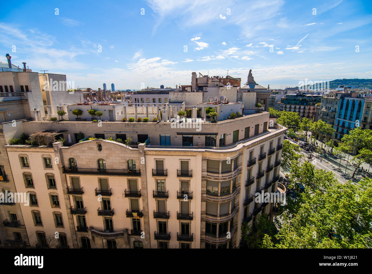 BARCELONA, SPAIN - APRIL 2019: Atrium of Casa Mila also known La ...