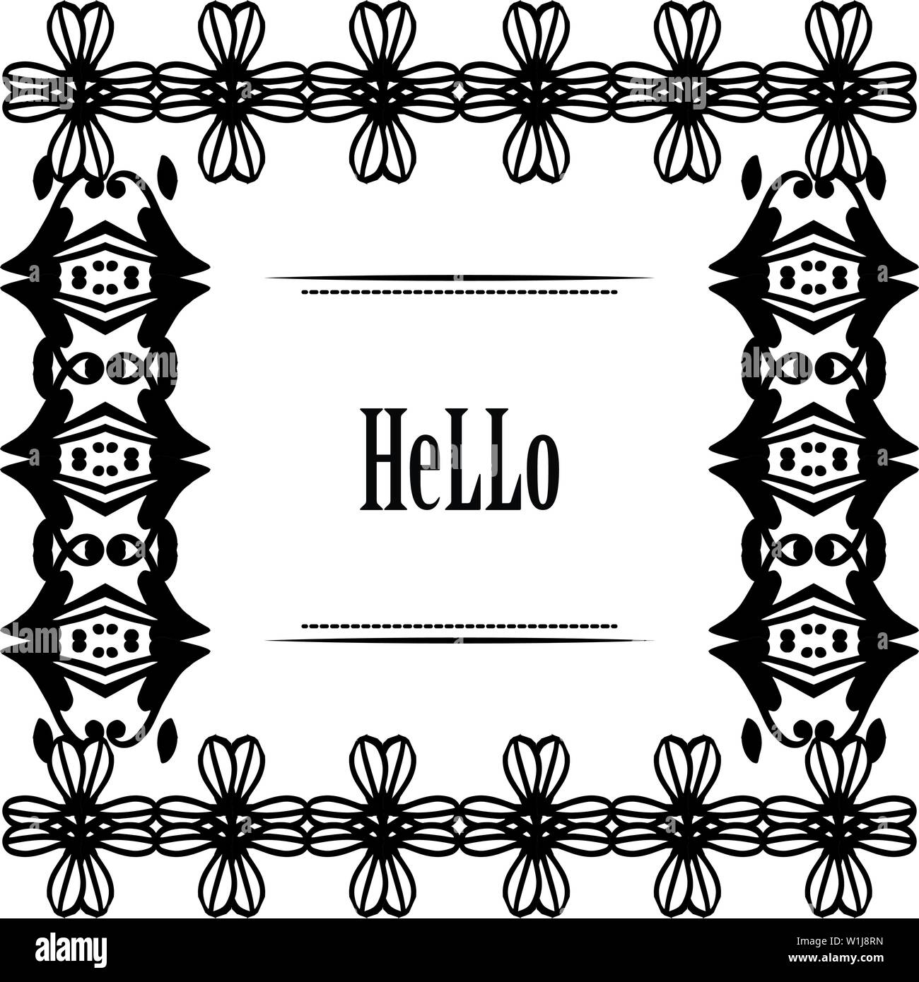 Vector illustration lettering hello with ornate of flower frame hand ...