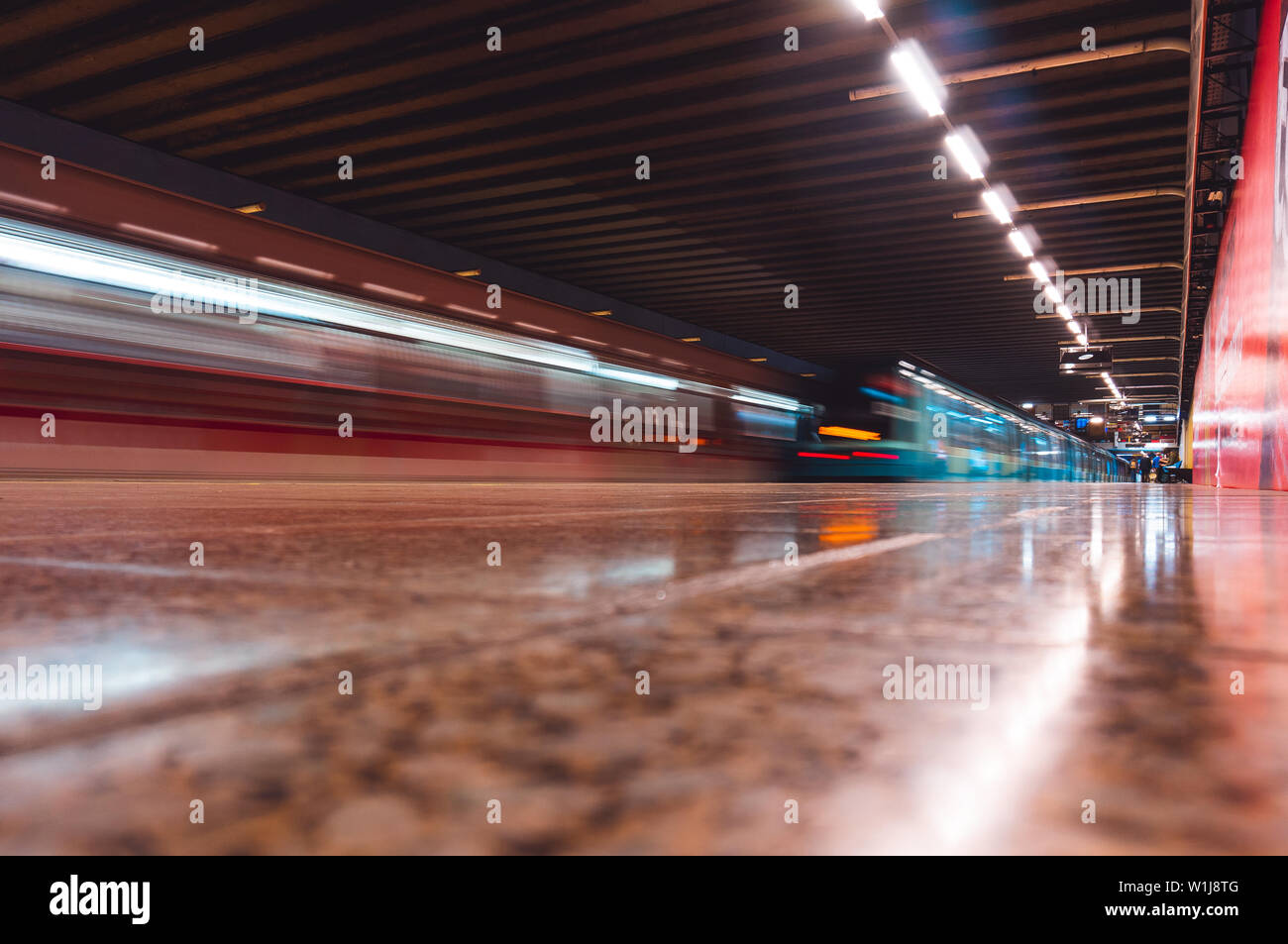 SANTIAGO, CHILE - NOVEMBER 2015: A Santiago Metro train at República ...
