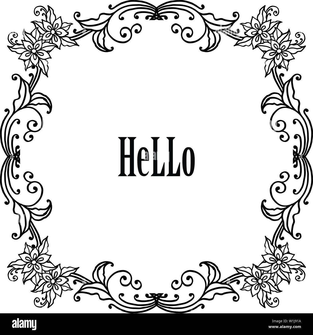 Vector illustration writing hello for decoration modern flower frame ...