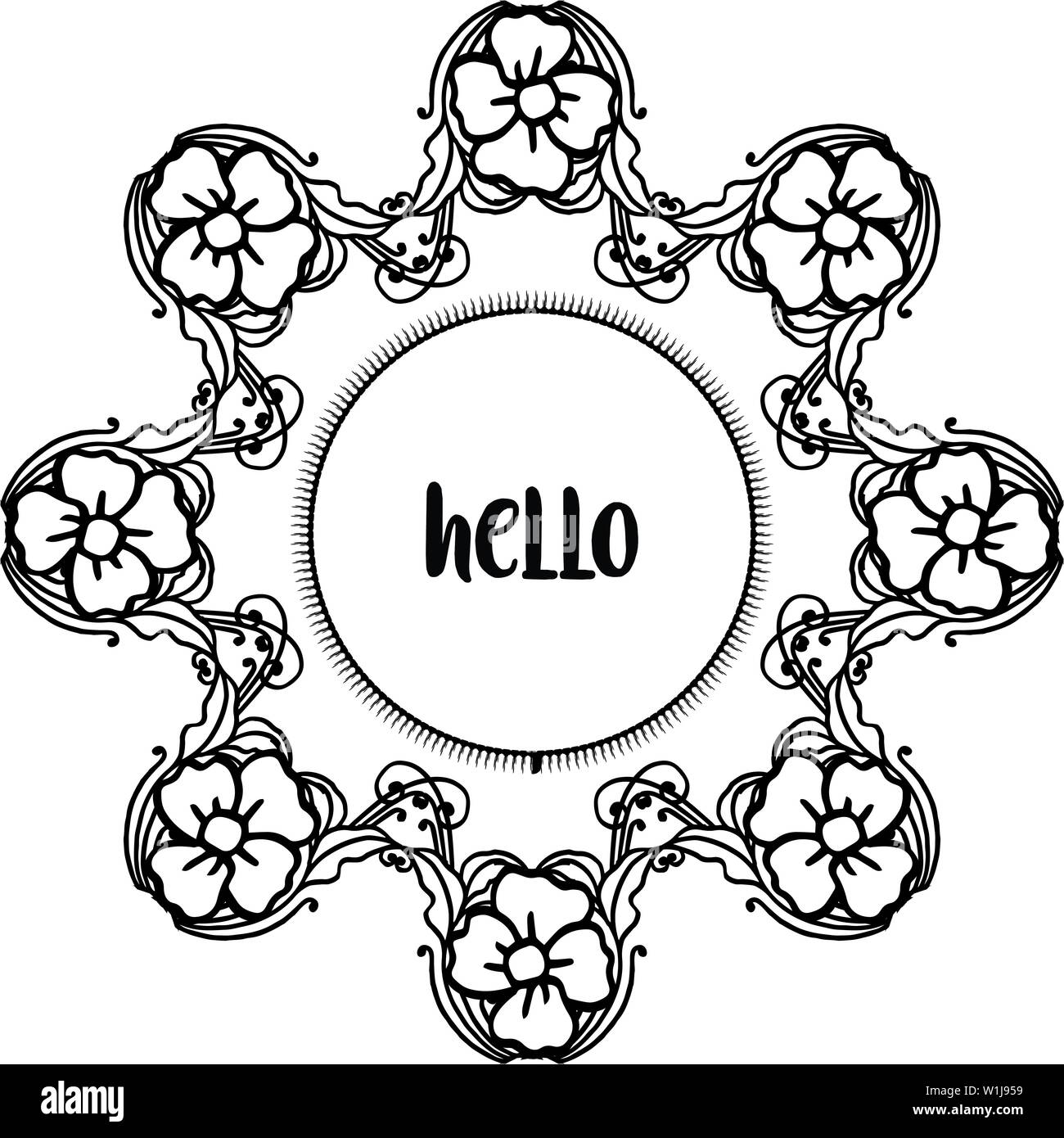 Vector illustration writing hello for decoration modern flower frame ...