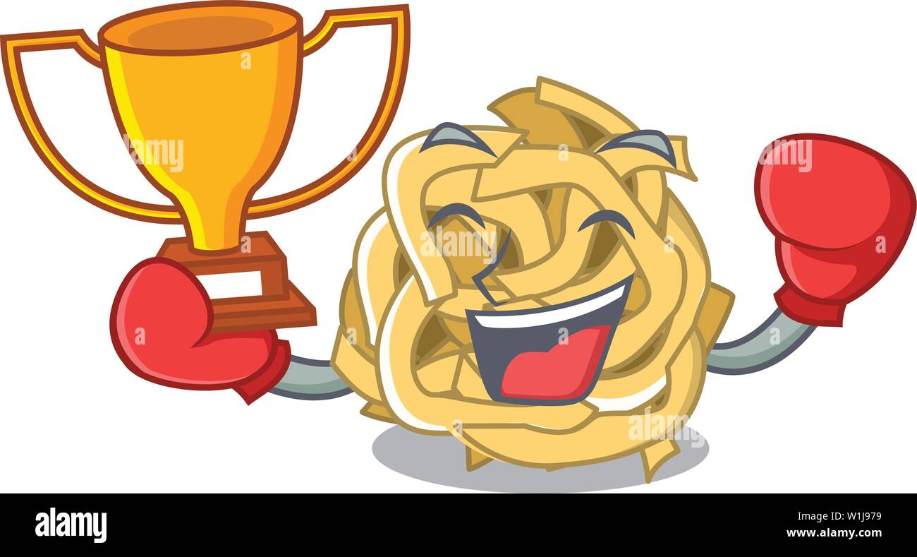 Boxing winner fettuccine is put on cartoon board Stock Vector Image ...