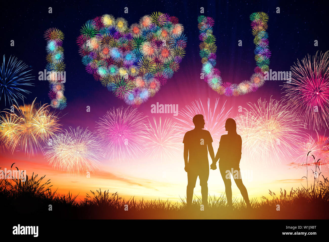 Fireworks heart love hi-res stock photography and images - Alamy