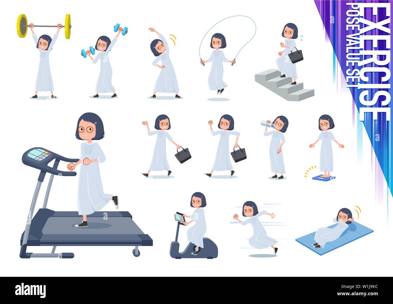 A set of women on exercise and sports.There are various actions to move ...