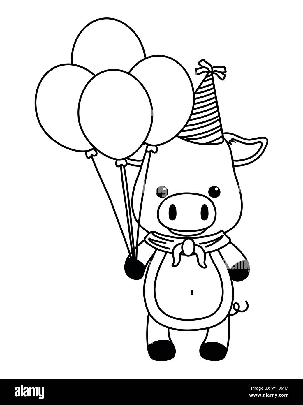 Pig cartoon design, Animal happy birthday celebration decoration and ...