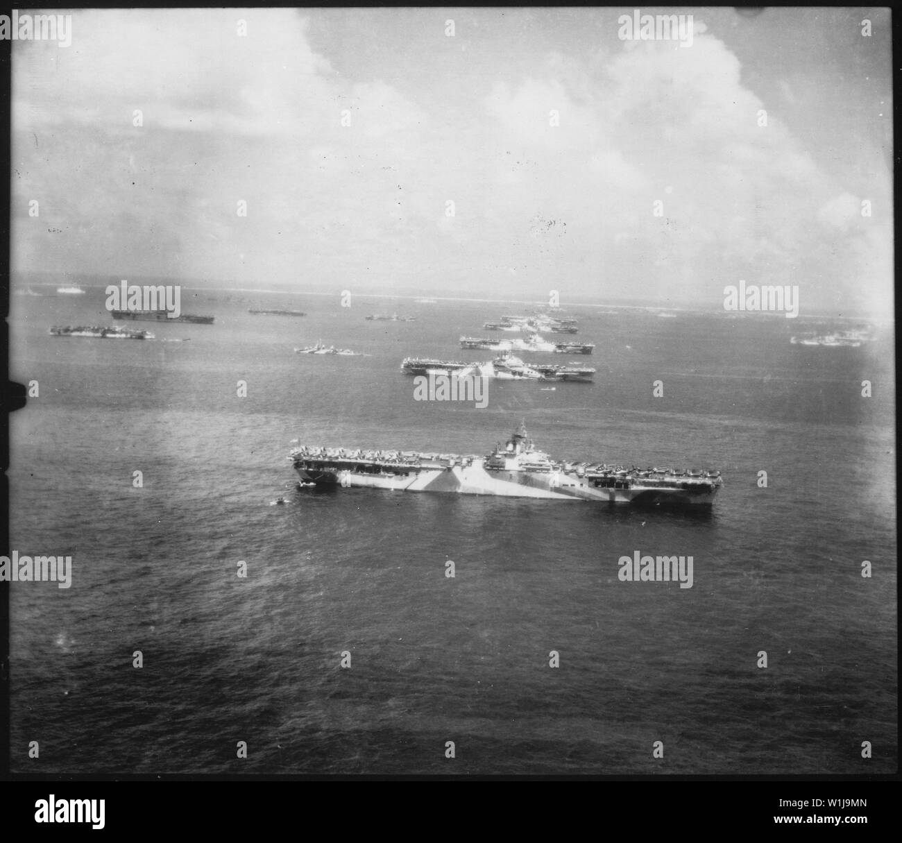 Ships of the fighting fleet in Ulithi Atoll. Foreground to background ...