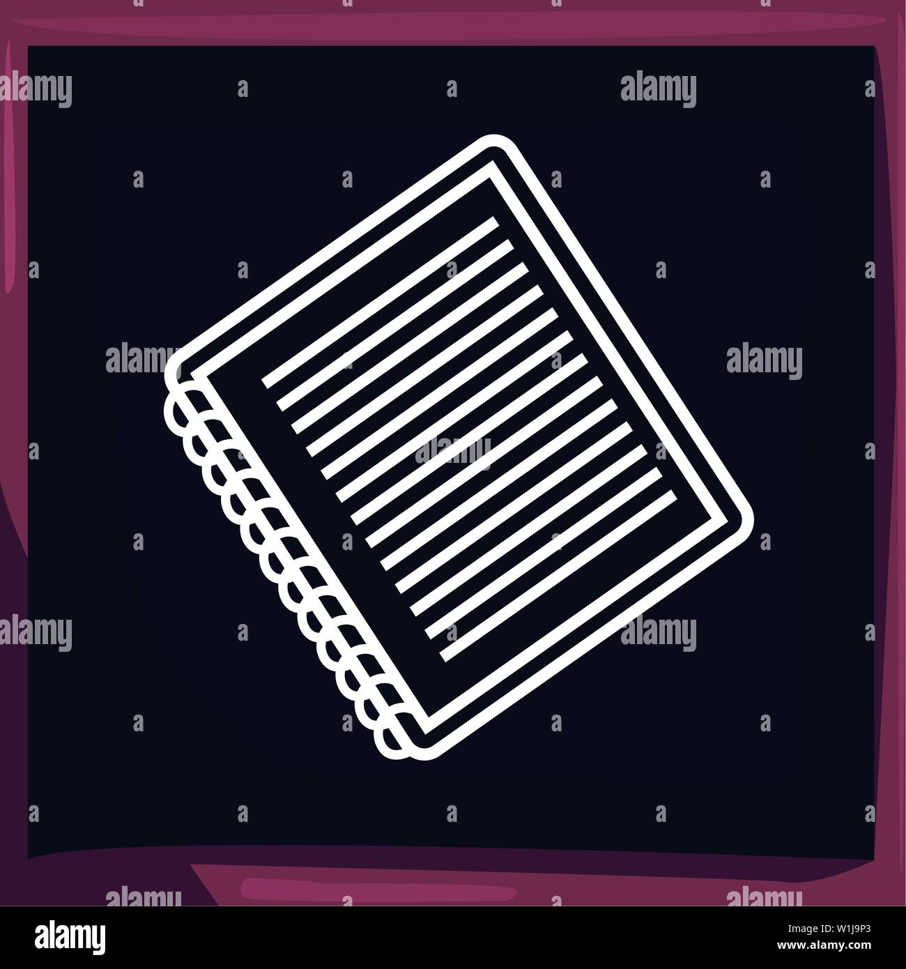 notebook school on black background linear vector illustration Stock ...