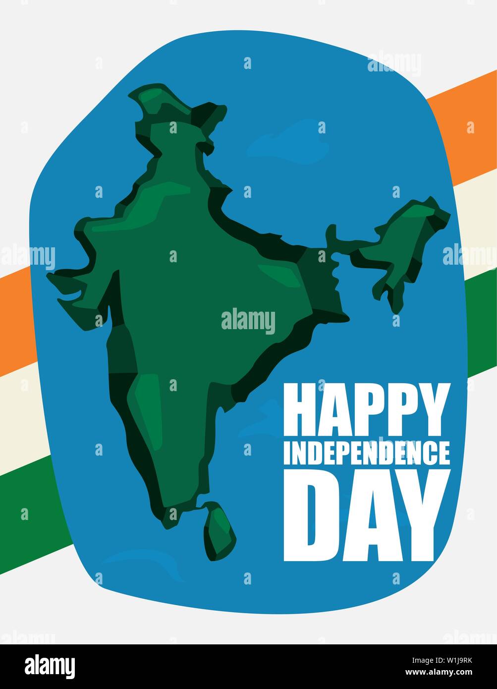 map and flag indian happy independence day vector illustration Stock ...