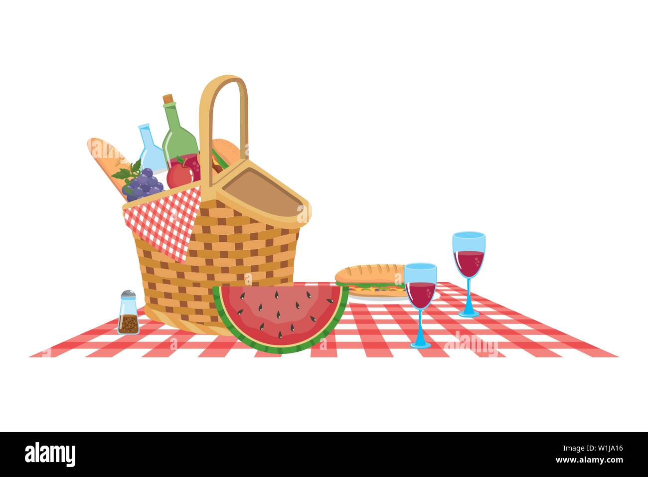 Picnic basket design, Food summer outdoor leisure healthy spring lunch ...