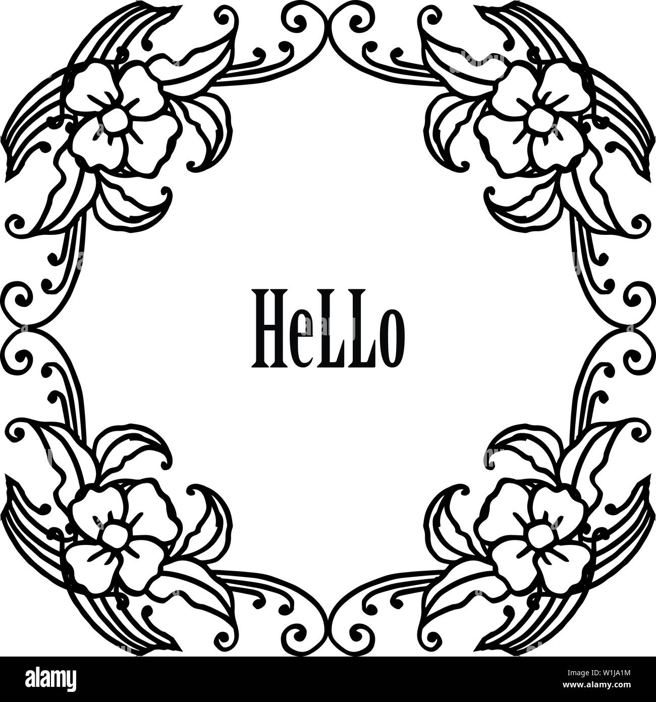 Vector illustration banner writing hello with various beautiful wreath ...