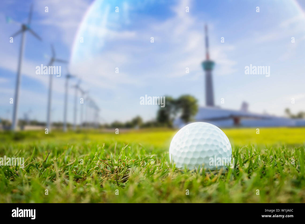 golf-ball on course Stock Photo - Alamy