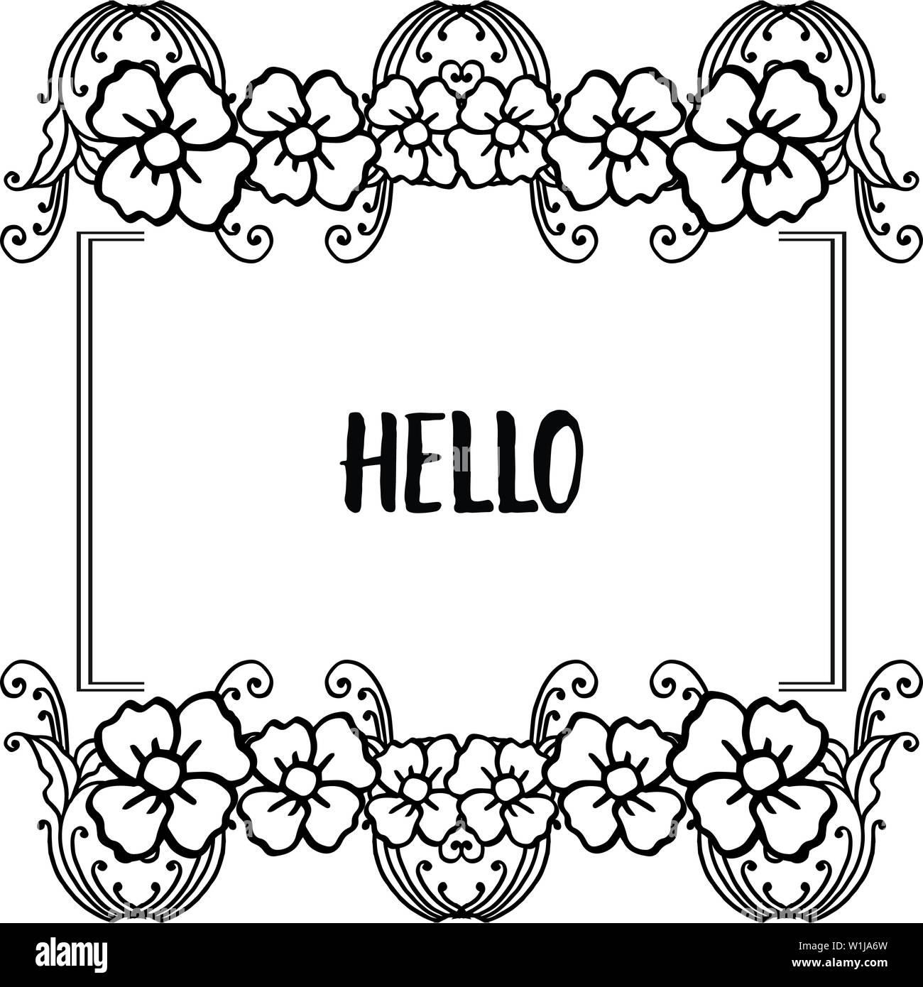 Vector illustration banner writing hello with various beautiful wreath ...