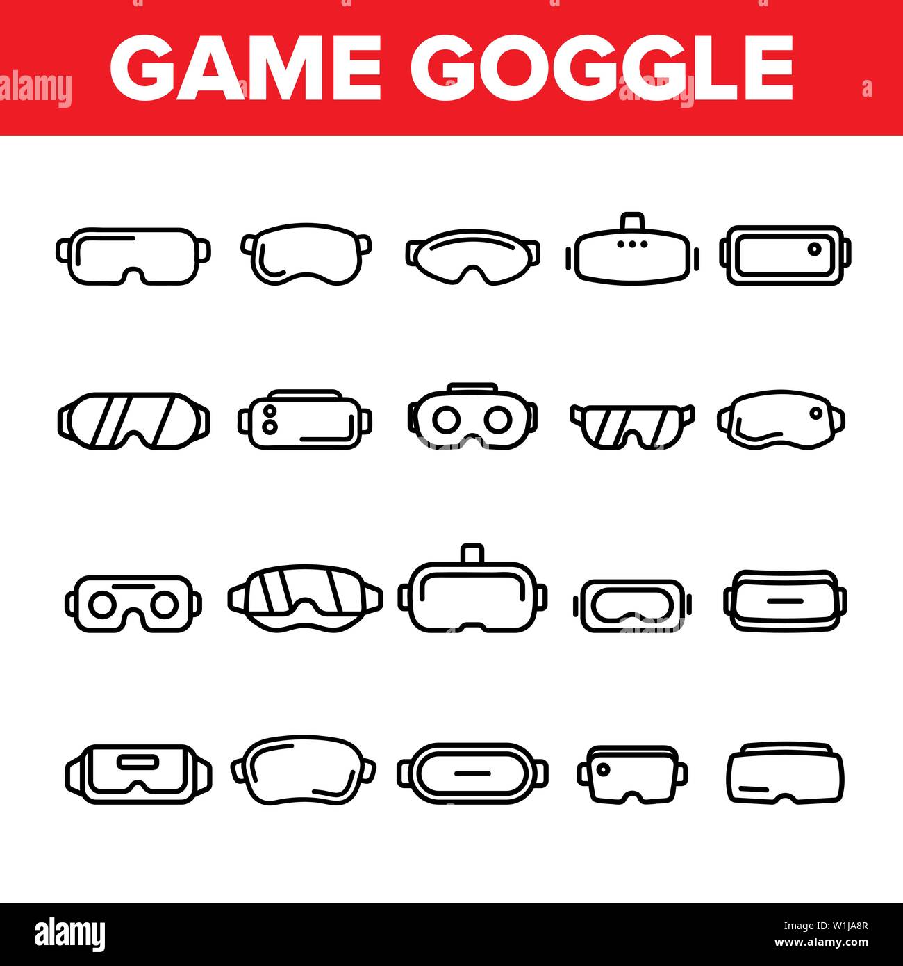 Game Goggles Vector Thin Line Icons Set Stock Vector Image & Art - Alamy