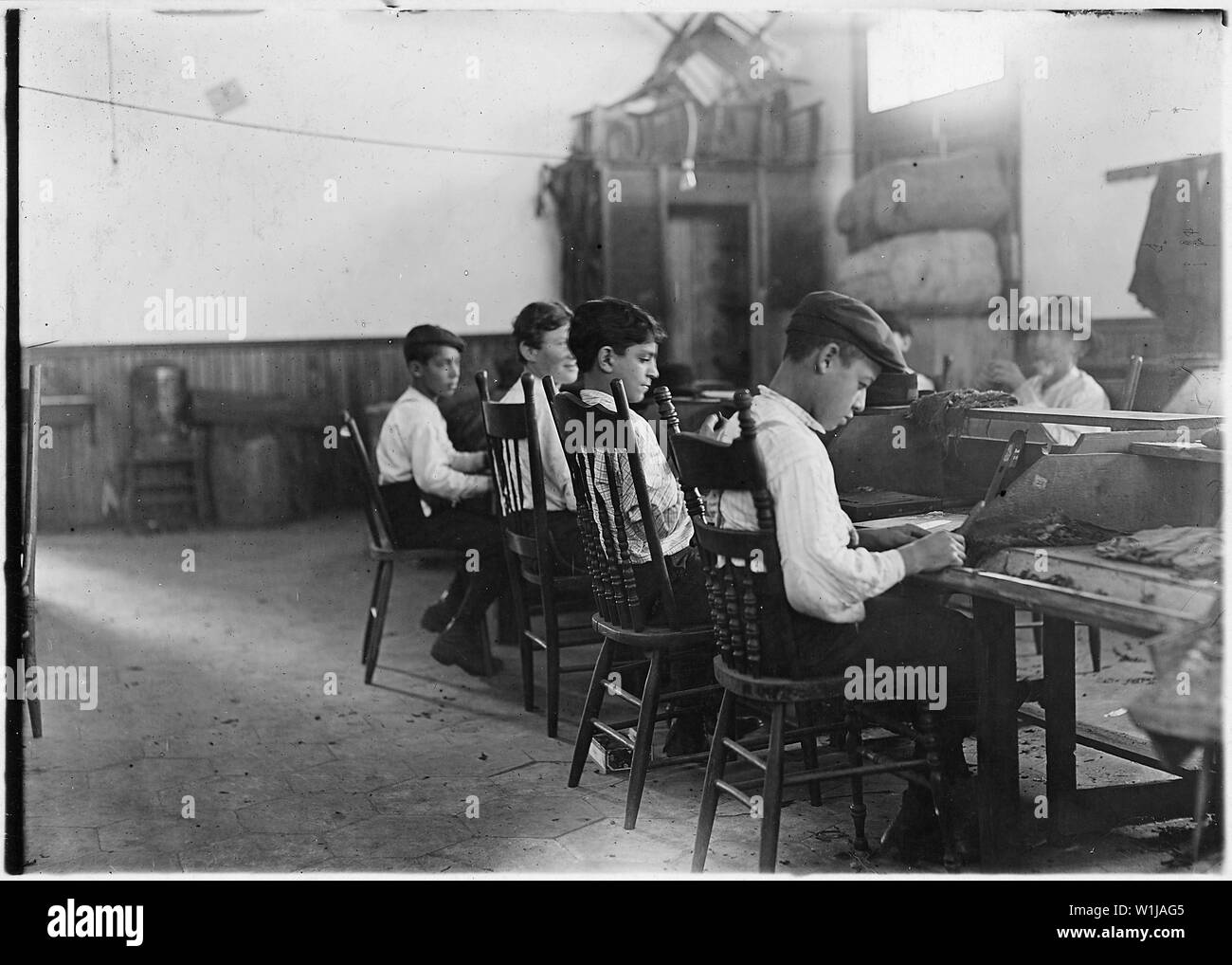 Some of the boys in a school factory. De Pedra Casellas Cigar Factory ...