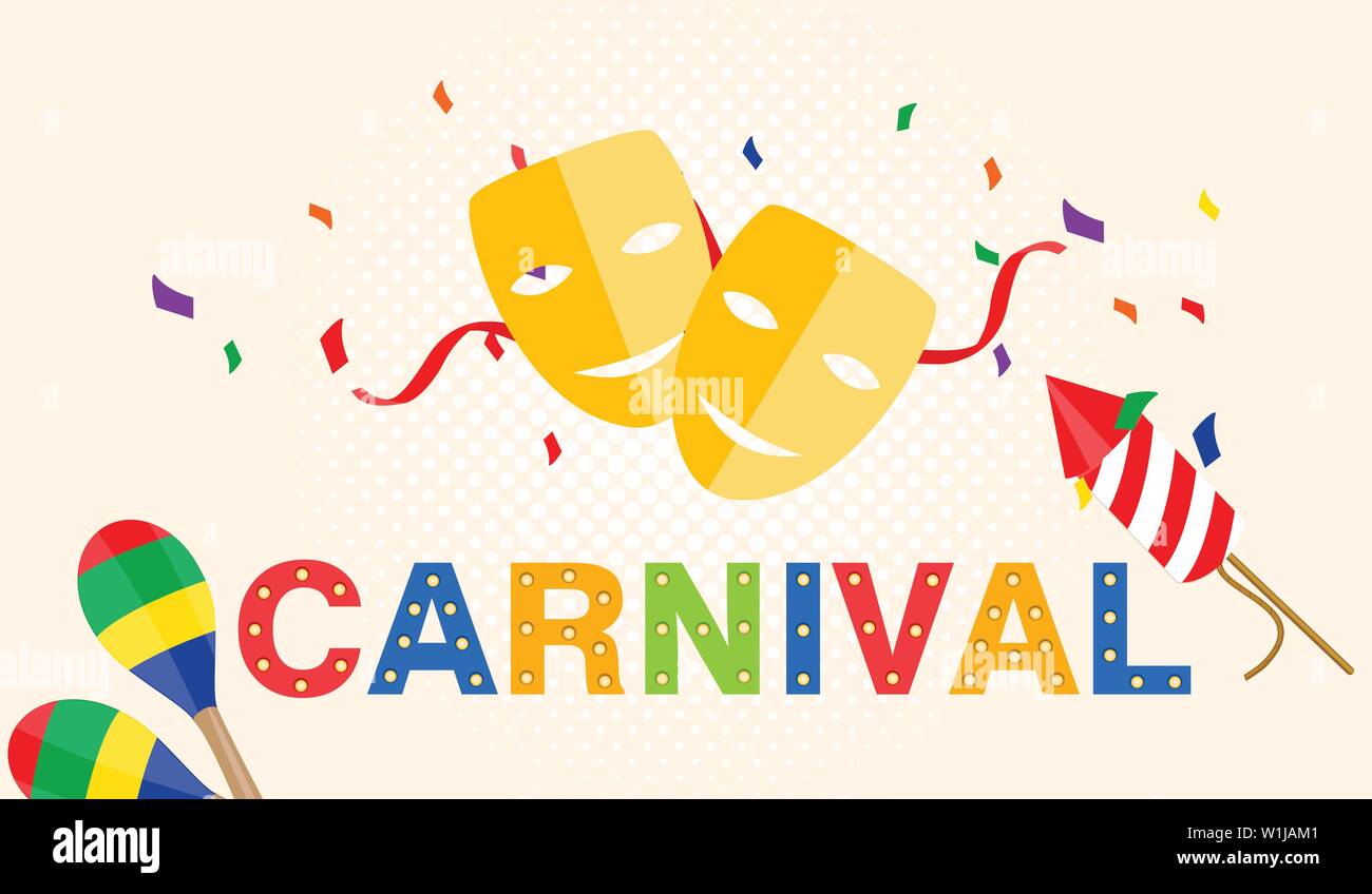 Carnival card or banner with confetti. Typography design Stock Vector ...
