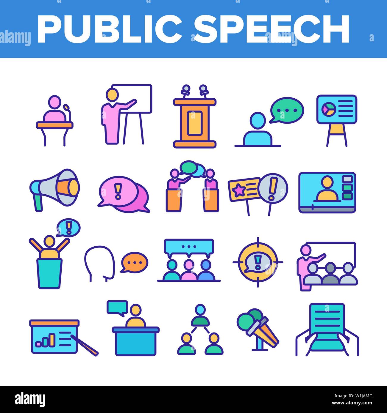 Public Speech Vector Color Line Icons Set Stock Vector Image & Art - Alamy