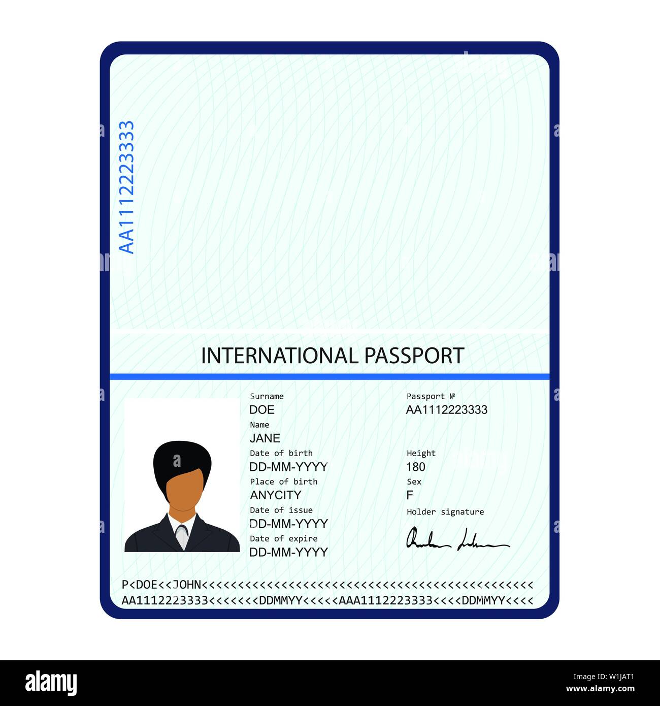 Passport with biometric data. Identification Document. international ...