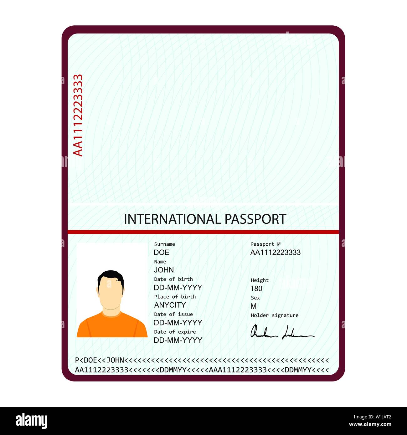 Passport with biometric data. Identification Document. international ...