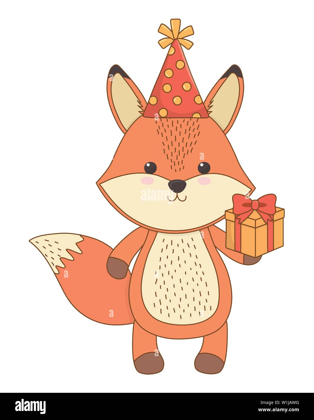 Fox cartoon design, Animal happy birthday celebration decoration and ...