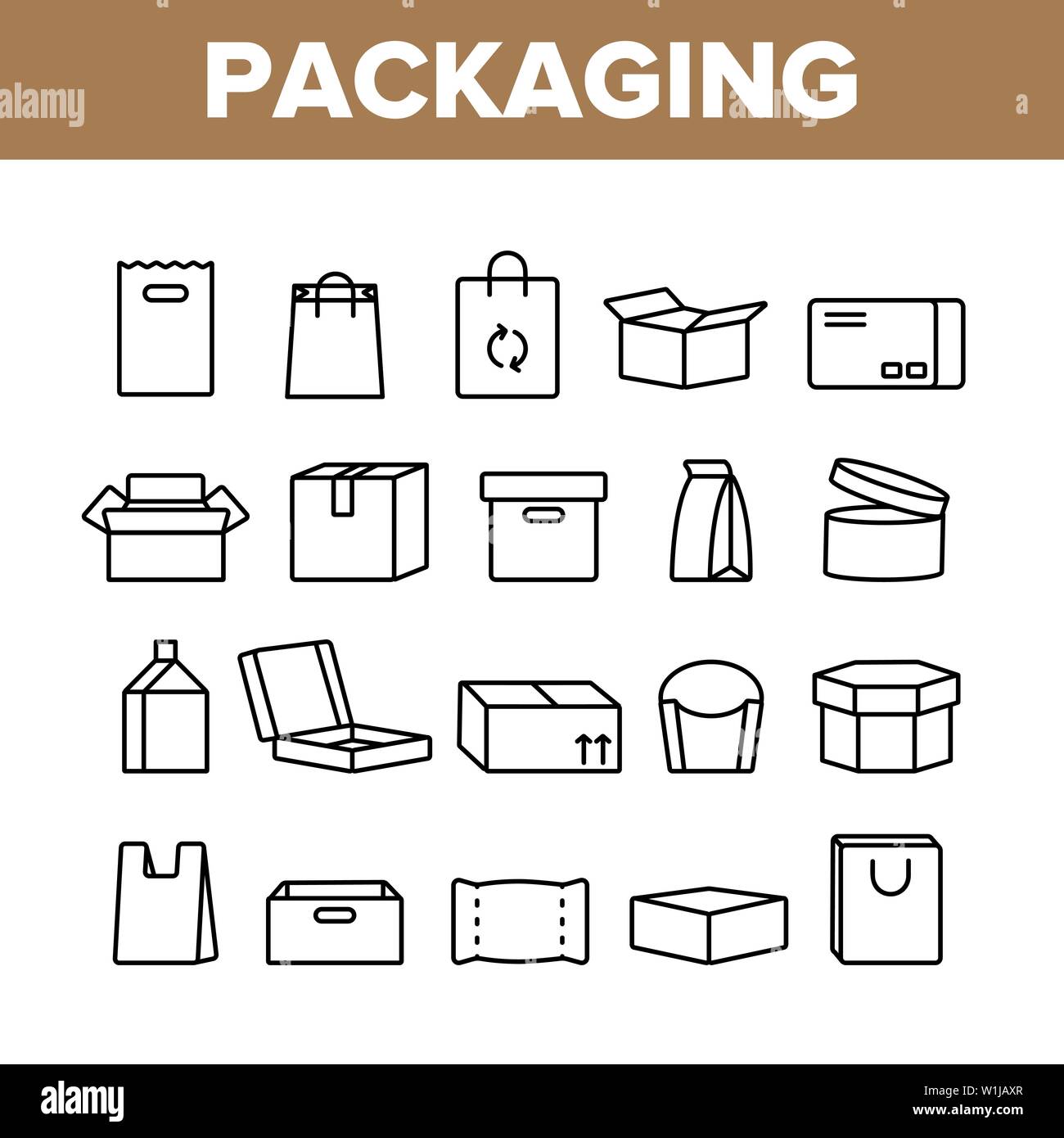 Packaging Types Vector Thin Line Icons Set Stock Vector Image & Art - Alamy