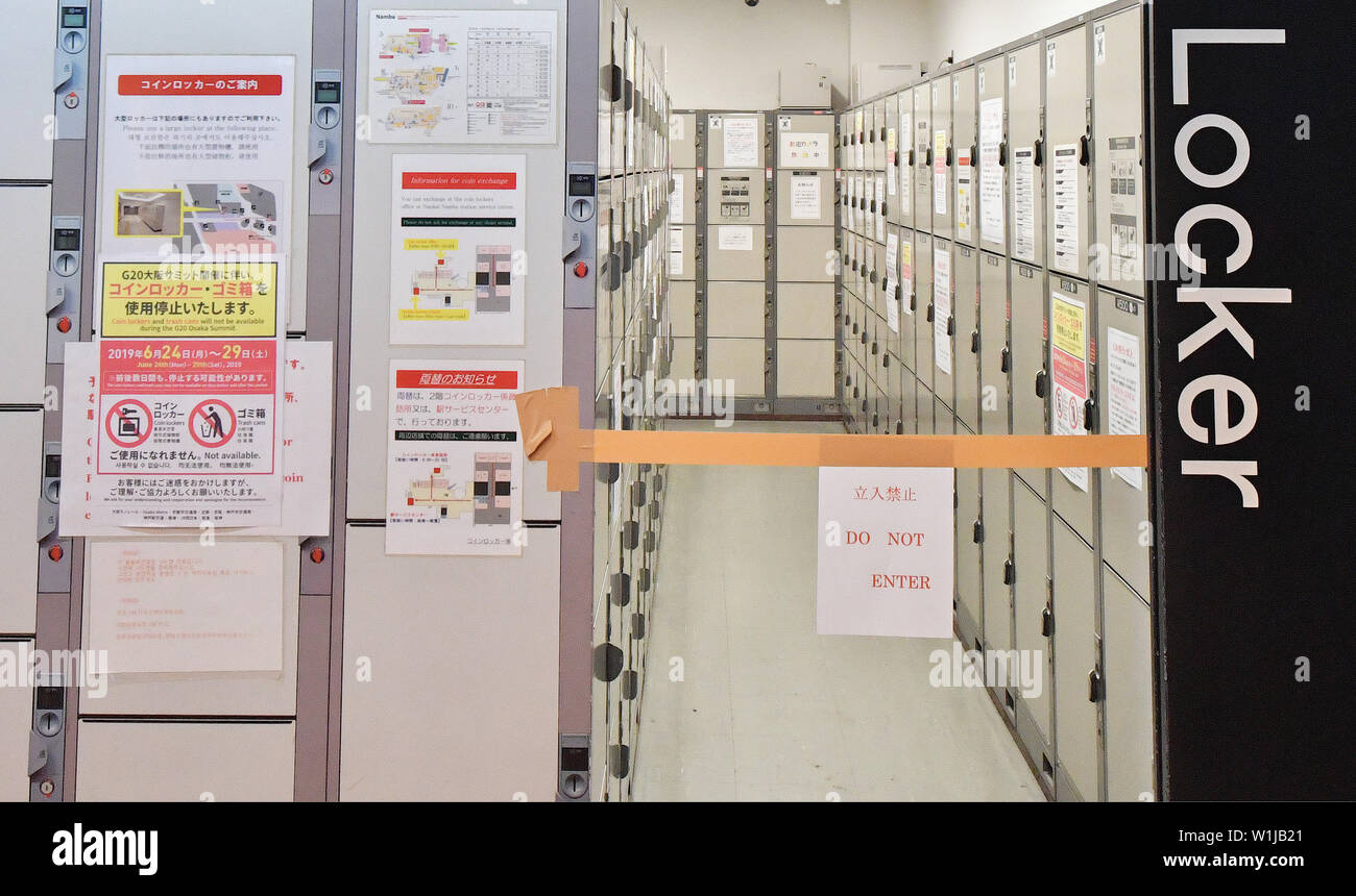 Unavailable coin locker for tightened security are seen at Namba ...