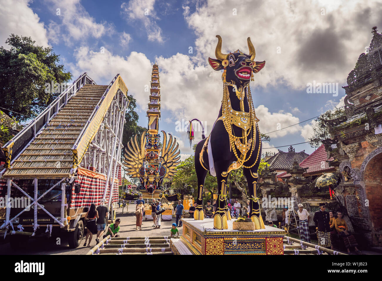 Ubud, Bali, Indonesia - April 22, 2019 : Royal cremation ceremony ...
